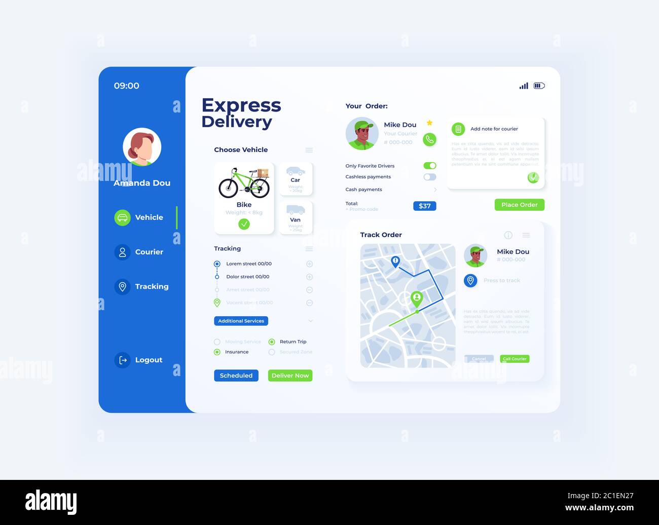 Express delivery tablet interface vector template Stock Vector Image ...