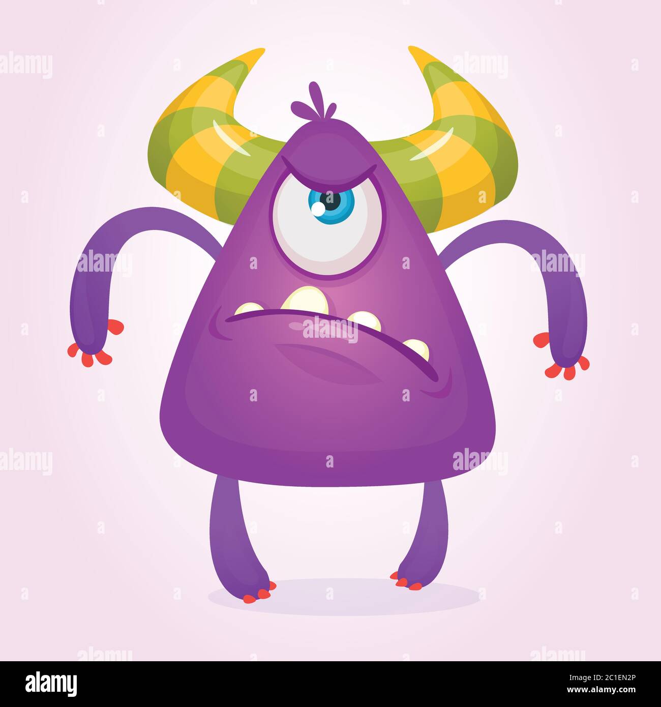 Cartoon angry monster. Violet vector monster angry expression for ...