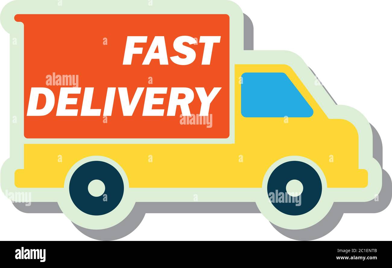 delivery concept (free, fast, food delivery) sticker. vector ...