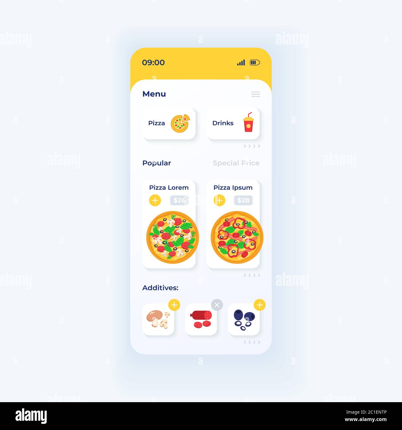 Pizza ordering app smartphone interface vector template Stock Vector ...
