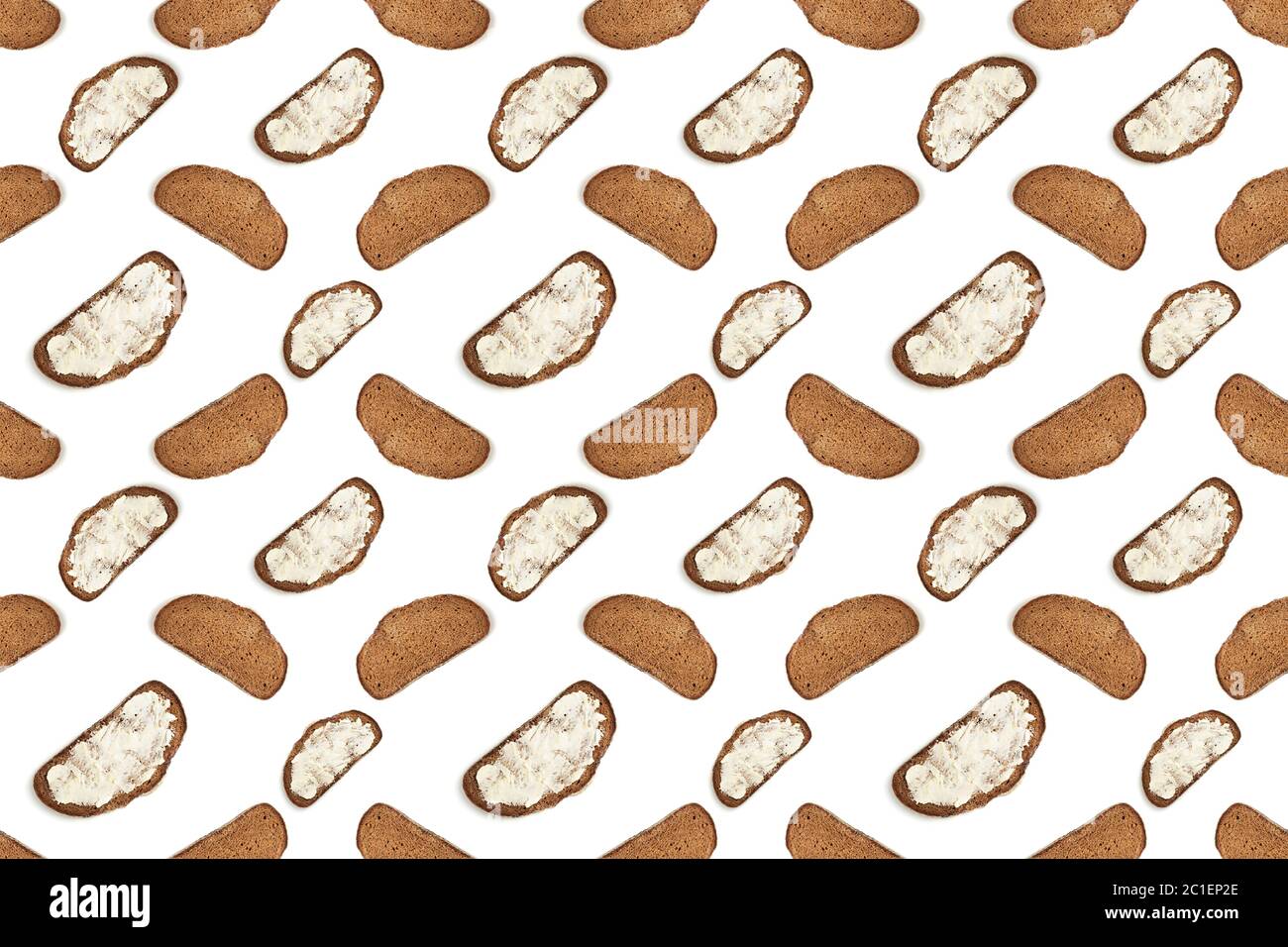 A seamless pattern of slices of rye bread and bread spread with butter ...