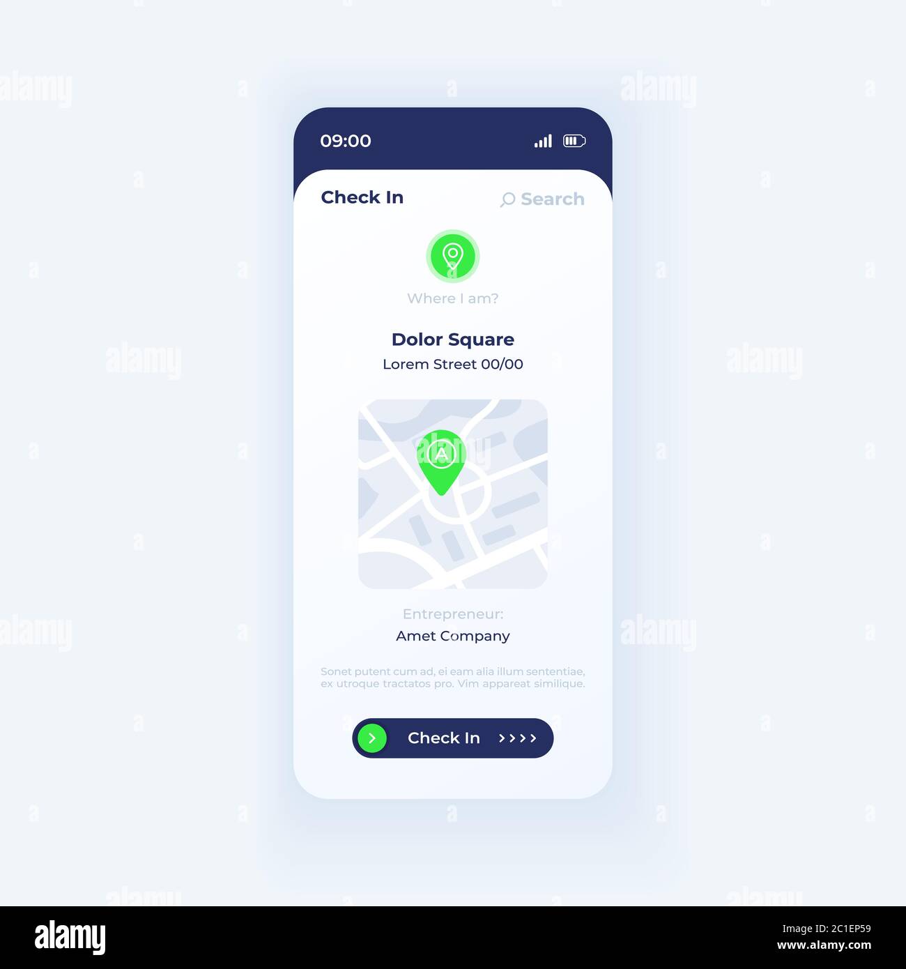 Social check in app smartphone interface vector template Stock Vector ...