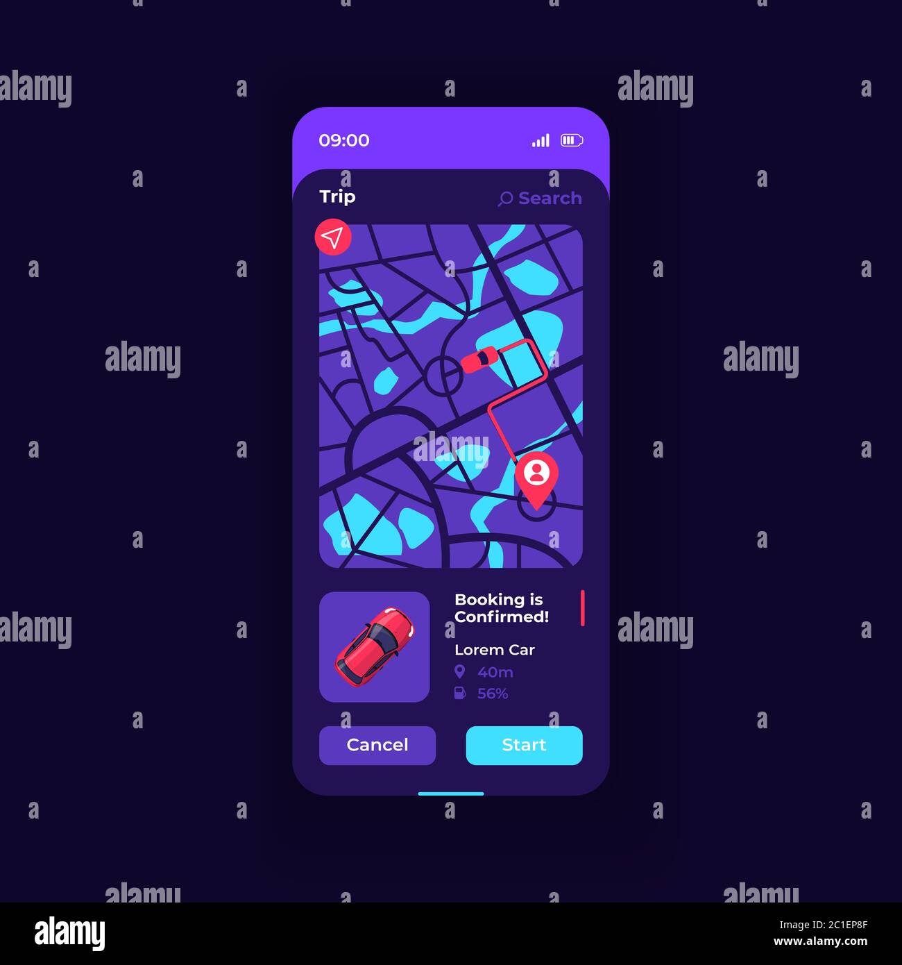 Trip route smartphone interface vector template Stock Vector Image ...