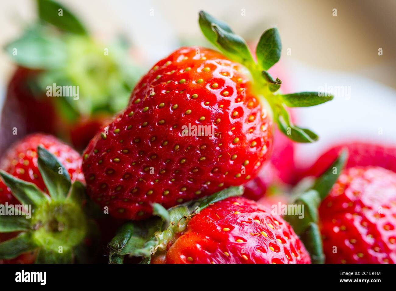 Ripe sweet fresh red strawberries closeup. Harvesting. Juicy berries ...