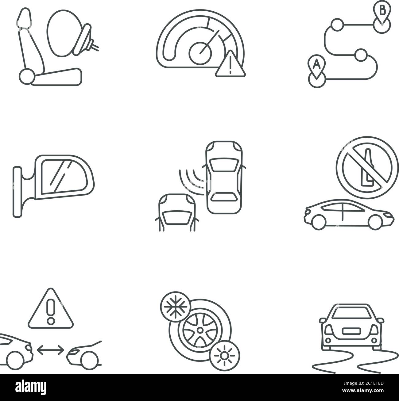 Safe driving pixel perfect linear icons set Stock Vector Image & Art ...