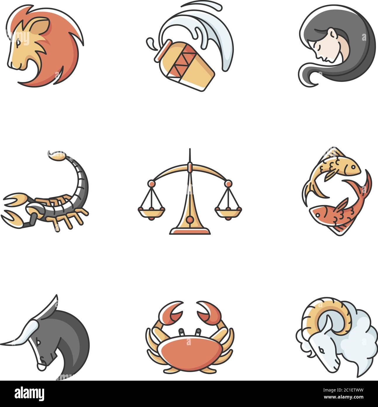 Astrology signs RGB color icons set Stock Vector Image & Art - Alamy