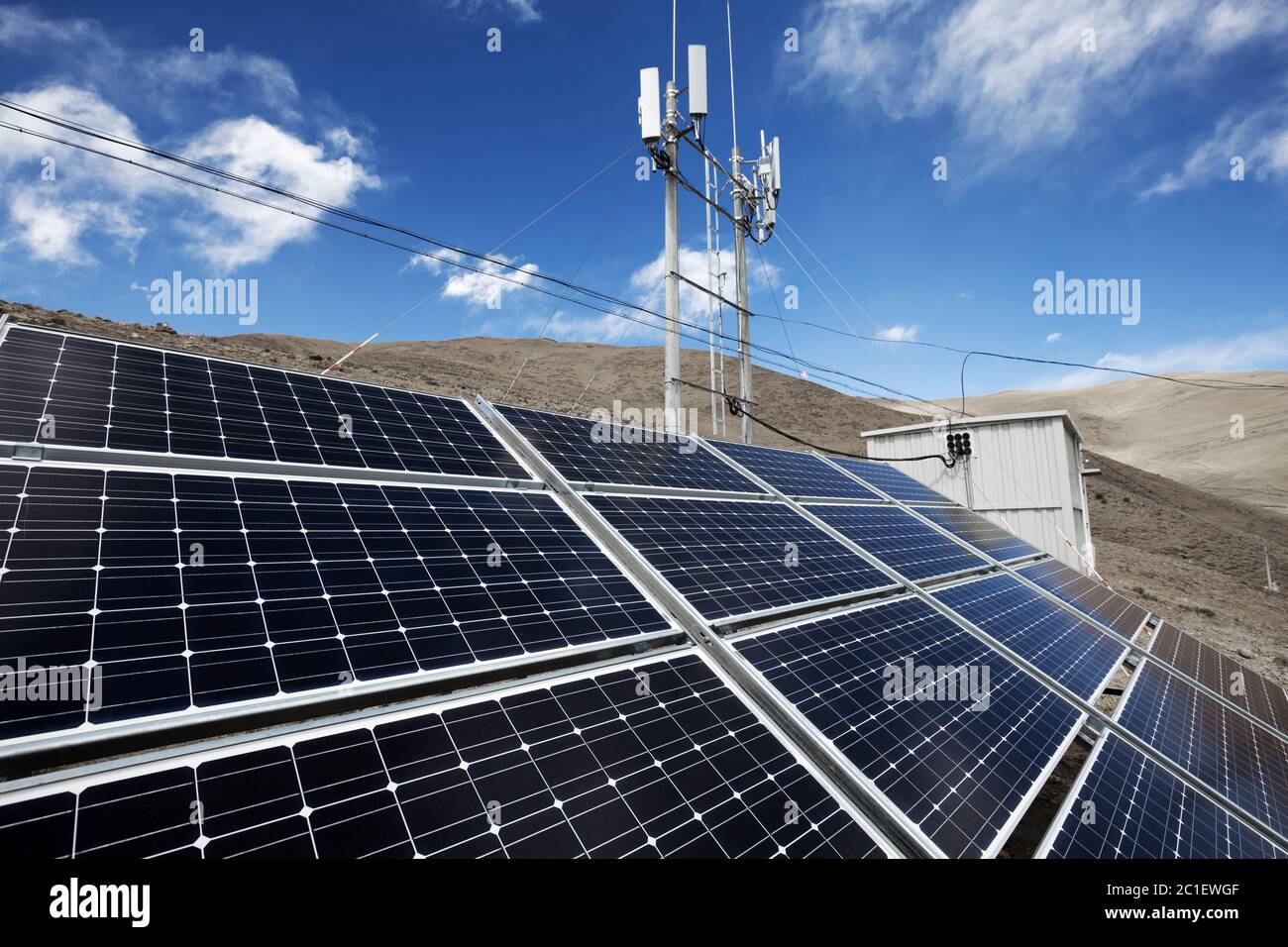 solar with base station on mountian in tibet Stock Photo - Alamy