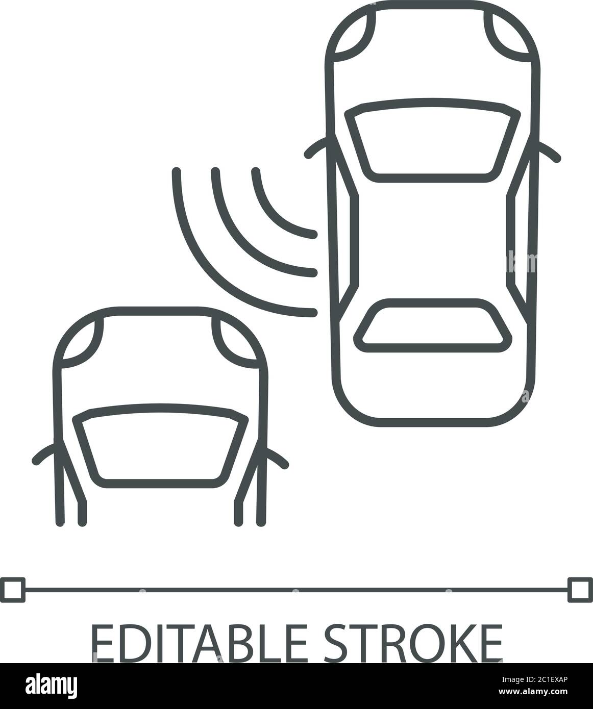 Blind spot monitoring system pixel perfect linear icon Stock Vector ...