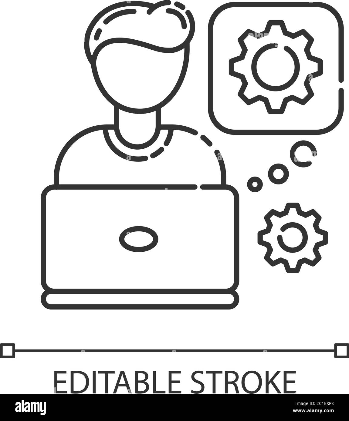 Computer engineer pixel perfect linear icon Stock Vector Image & Art ...