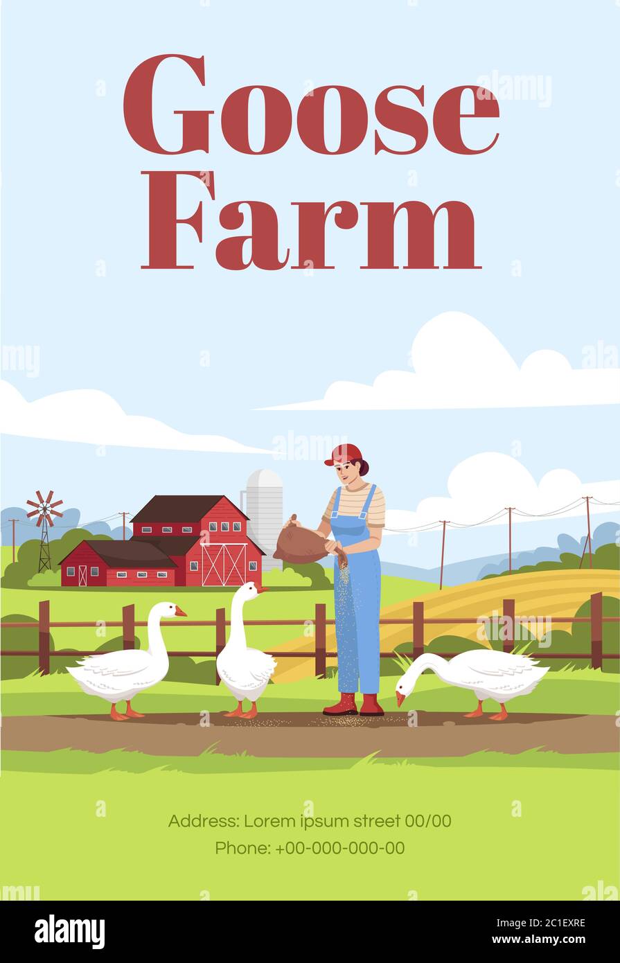 Goose farm poster template Stock Vector Image & Art - Alamy