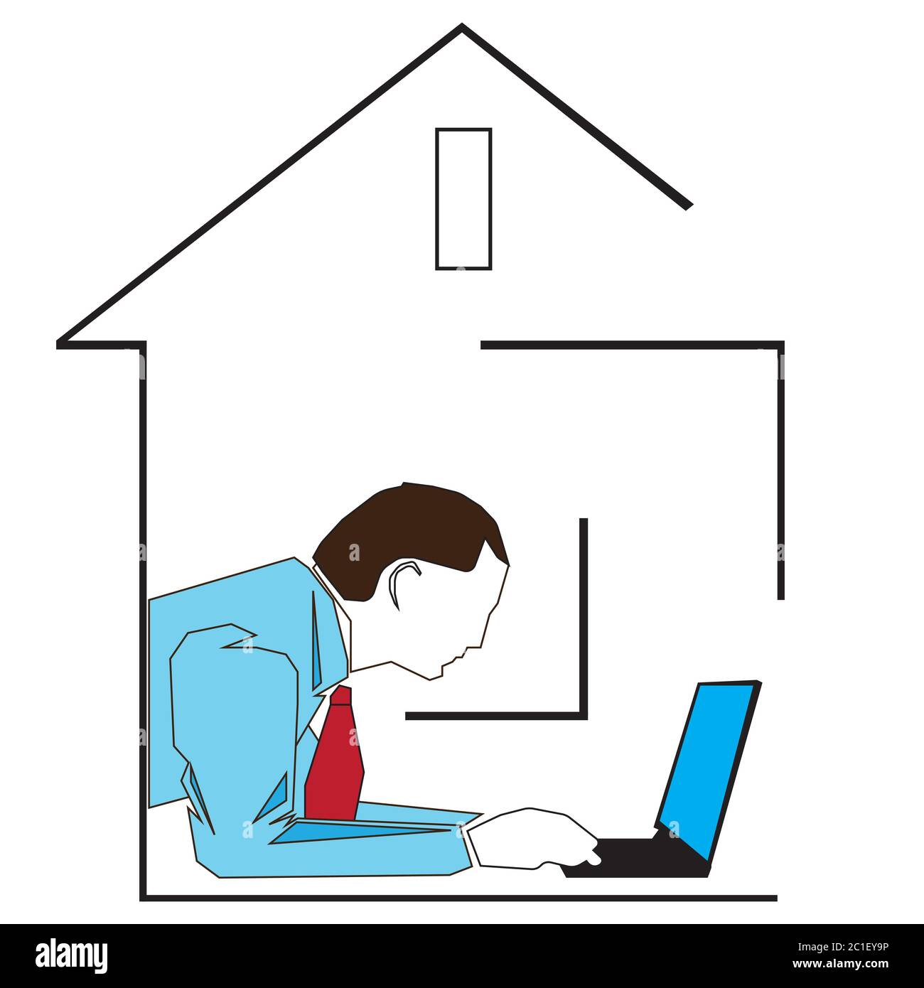 vector illustration on the theme of working from home during self ...