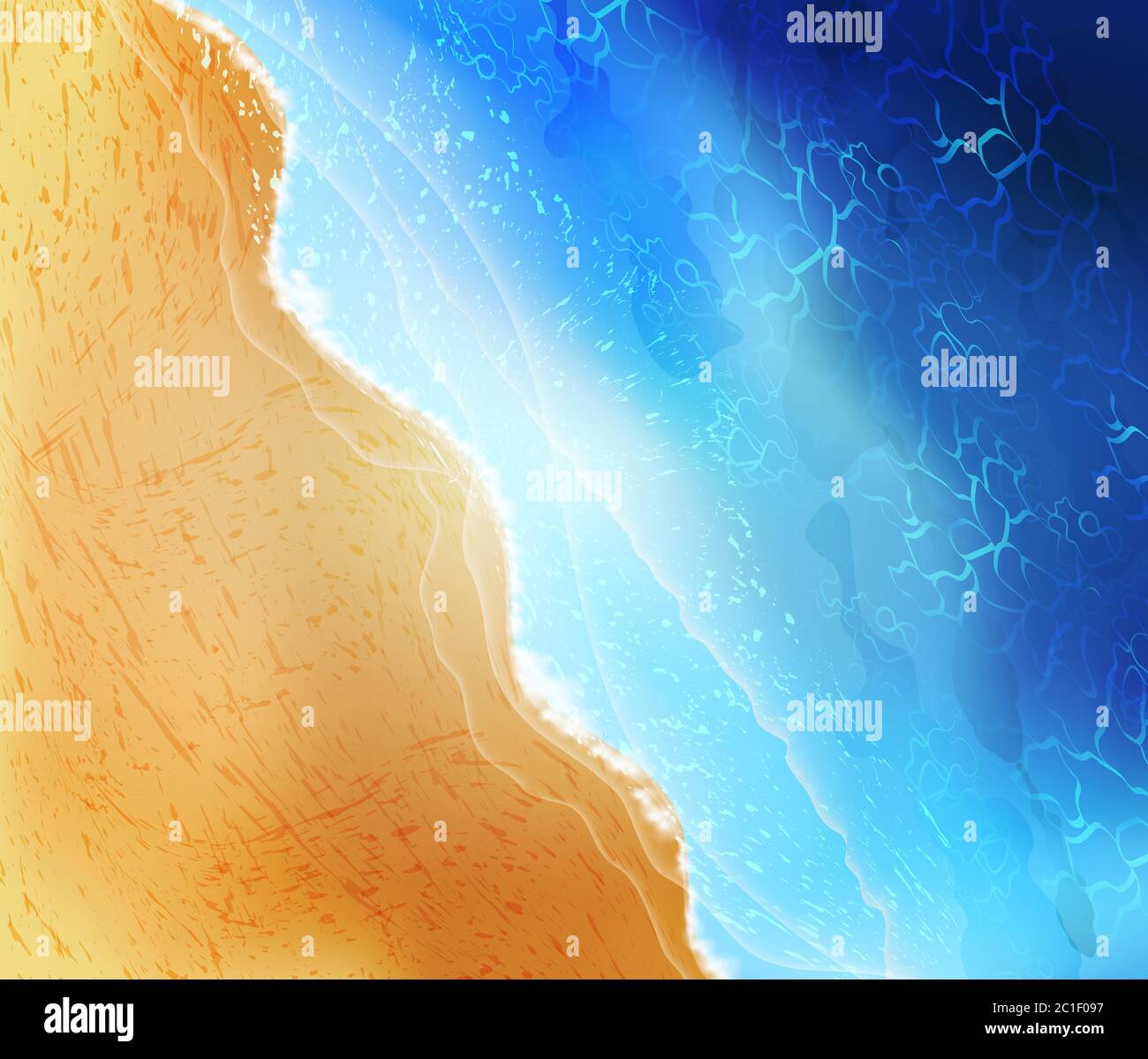 Summer sea beach top view with waves and foam Stock Vector Image & Art ...