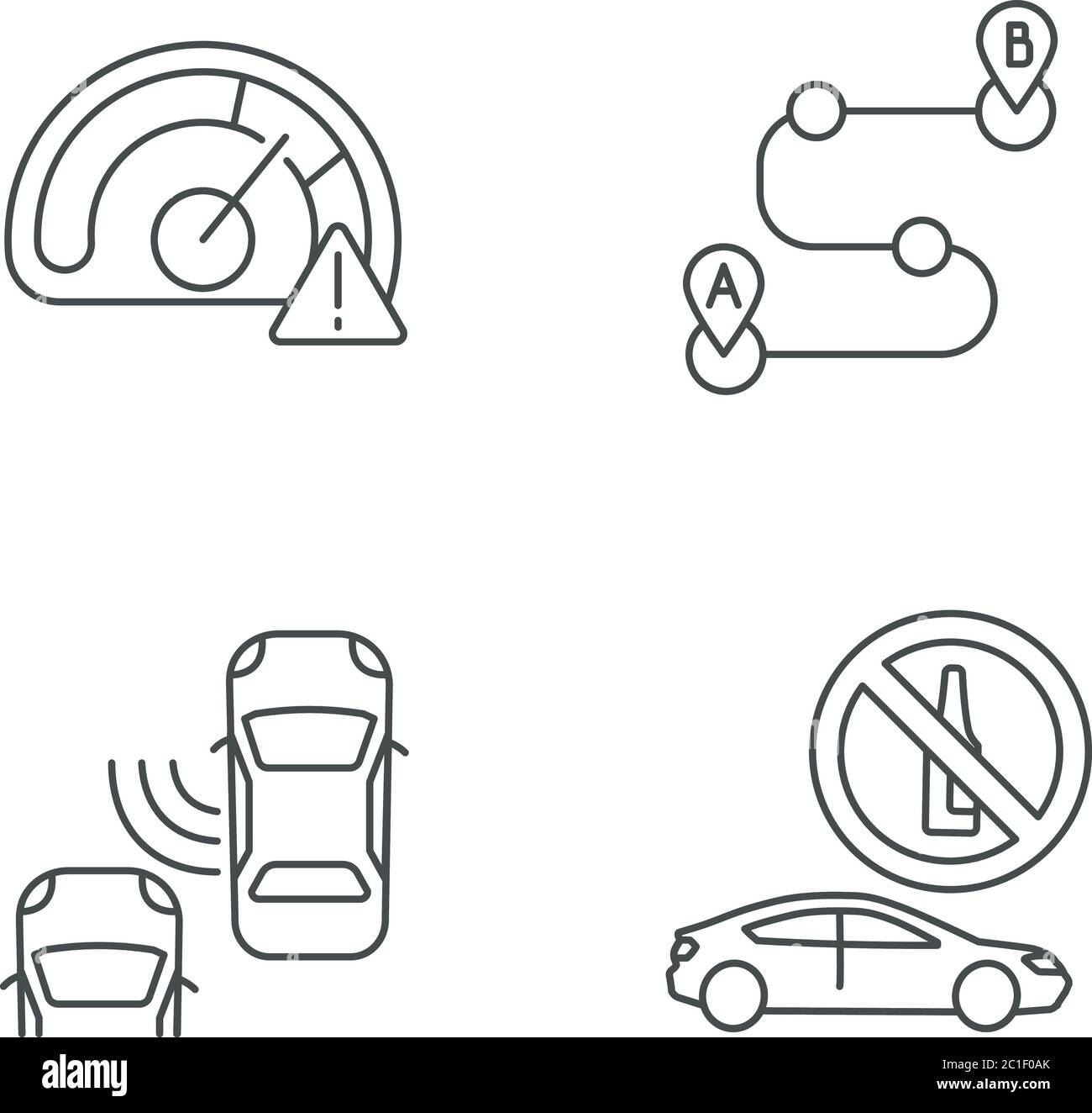 Driving risks pixel perfect linear icons set Stock Vector Image & Art ...