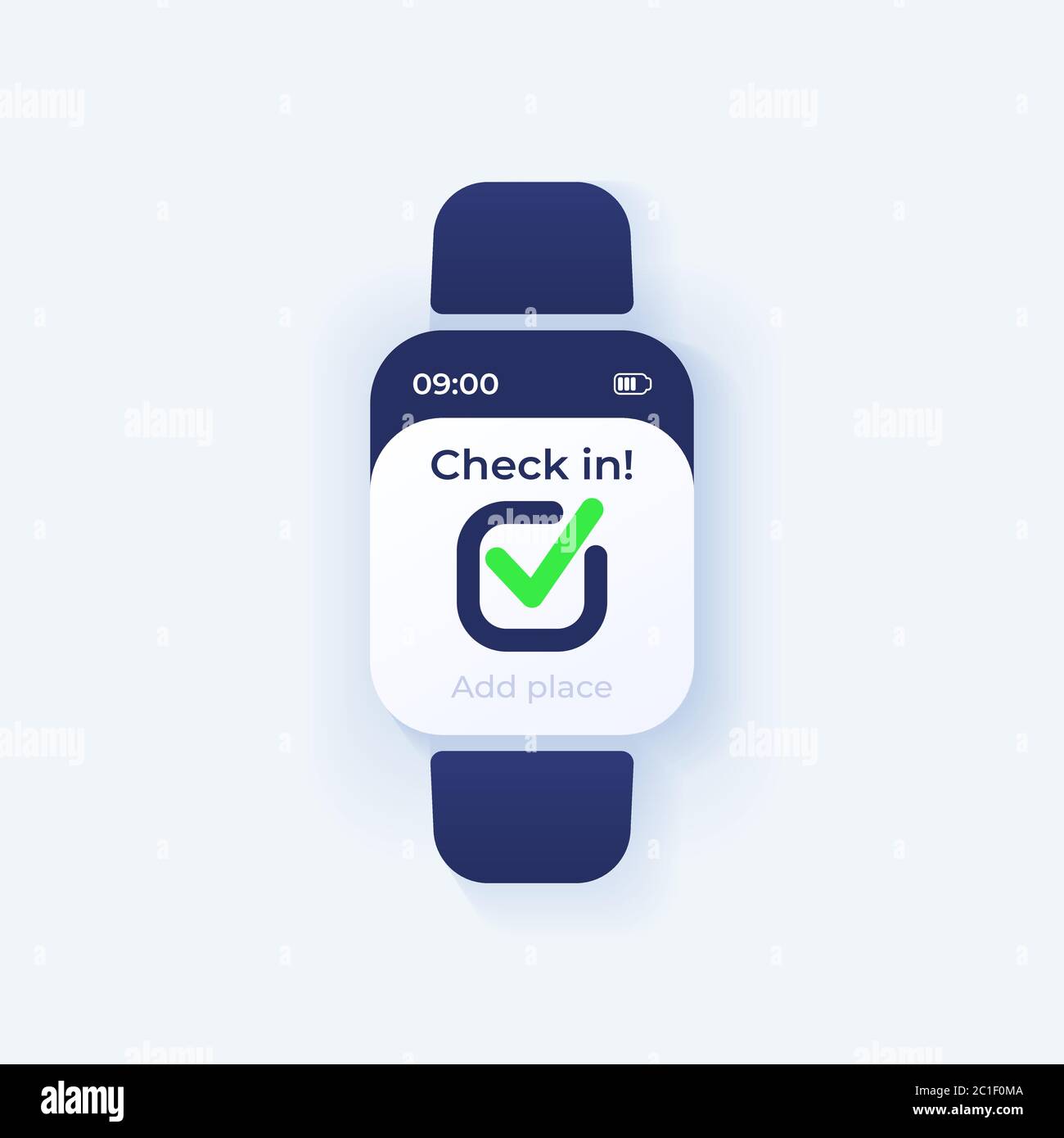 Check in application smartwatch interface vector template Stock Vector ...