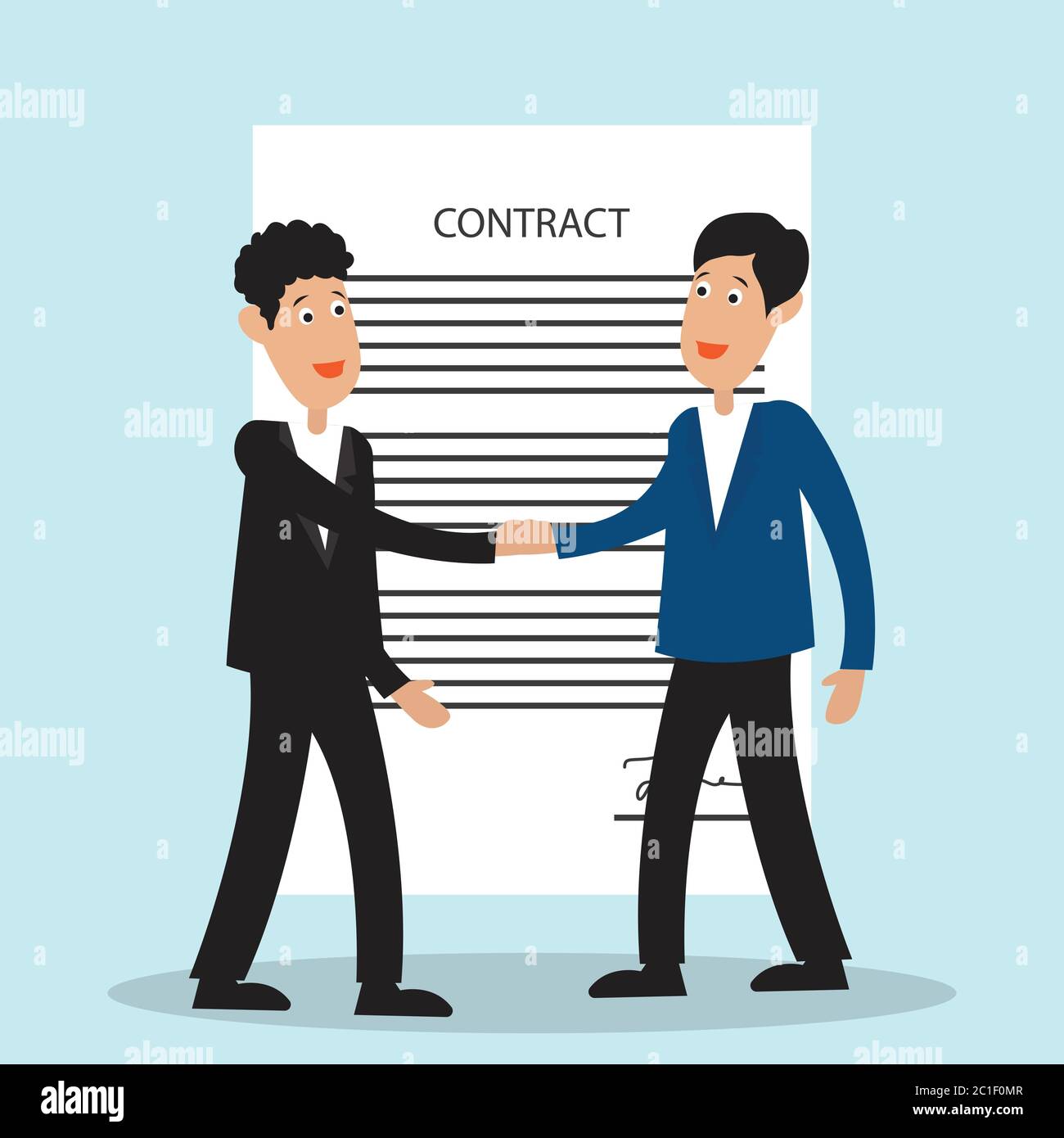 Cartoon Business People Shaking Hands