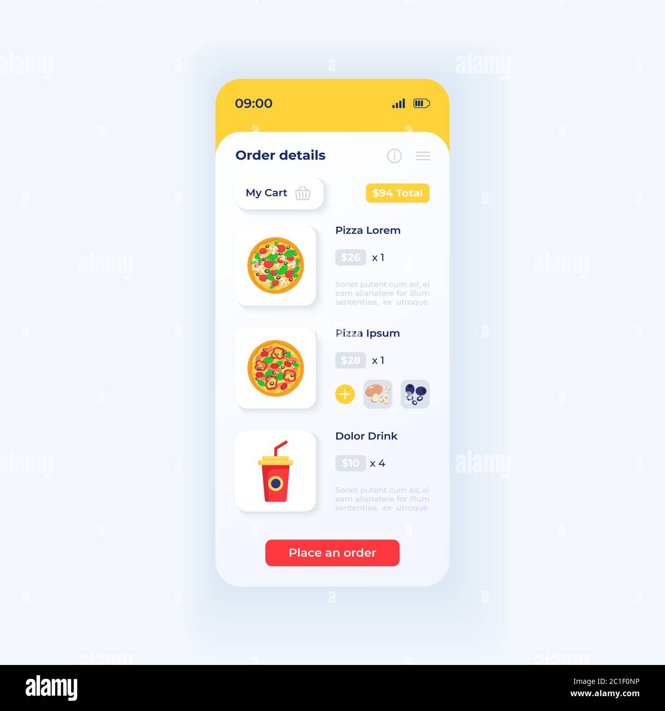 Pizza delivery app smartphone interface vector template Stock Vector Image & Art - Alamy