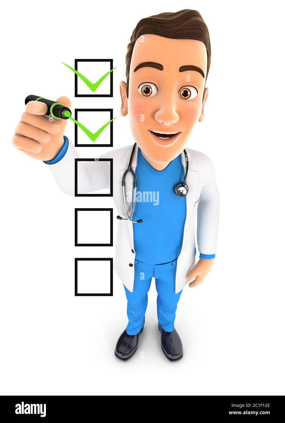 3d doctor checklist, illustration with isolated white background Stock ...