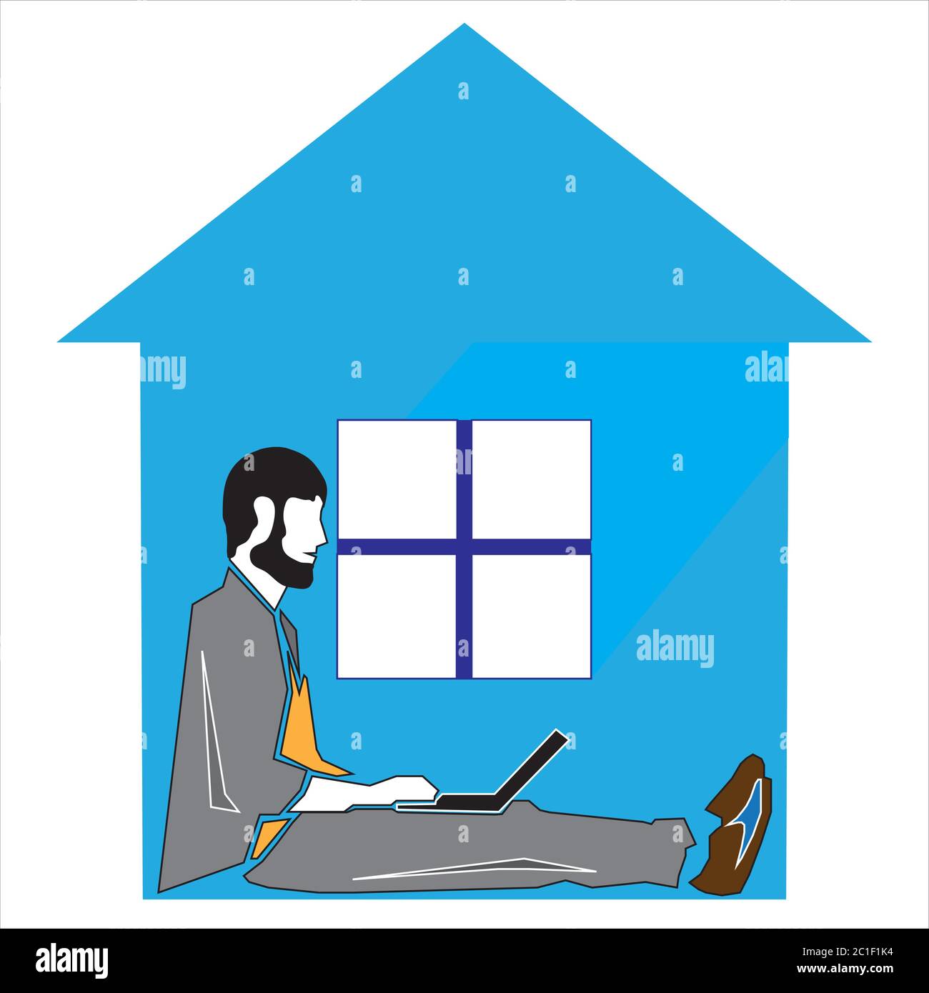 vector illustration on the theme of working from home during self ...