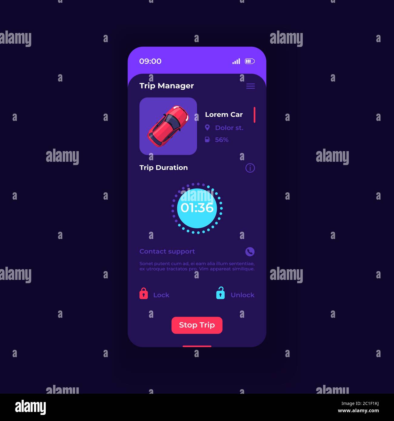 Carsharing smartphone interface vector template Stock Vector Image ...