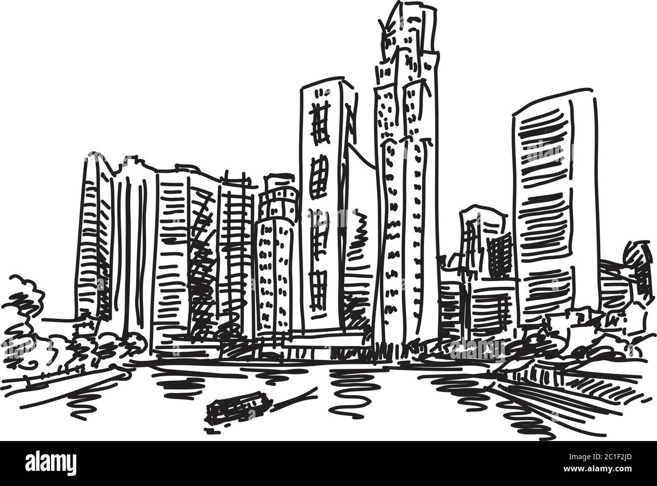 Skyline view from river Stock Vector Images - Alamy