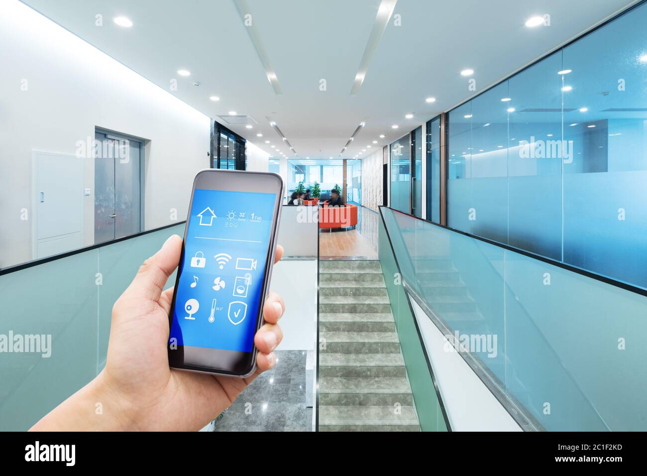 mobile phont with smart home in modern office Stock Photo - Alamy