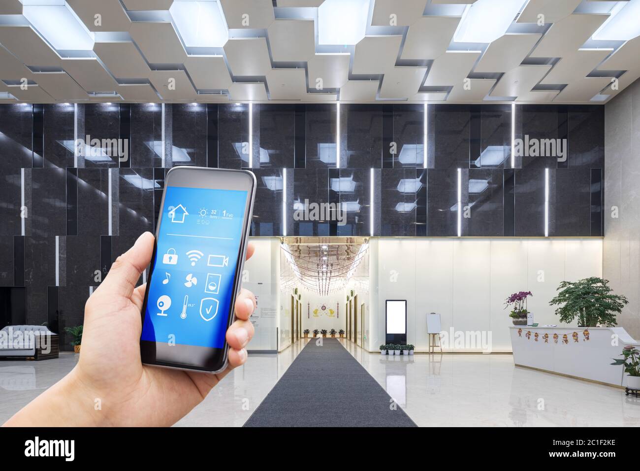 mobile phont with smart home in modern office Stock Photo - Alamy