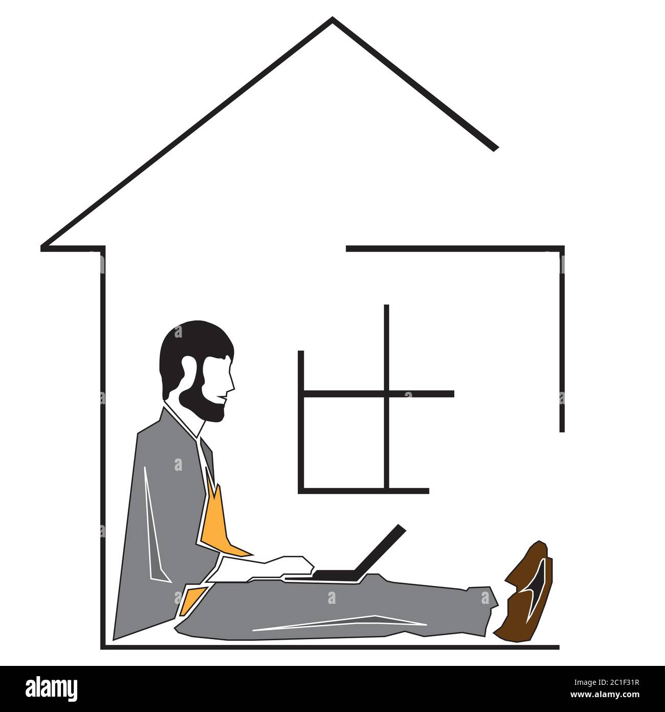 vector illustration on the theme of working from home during self ...