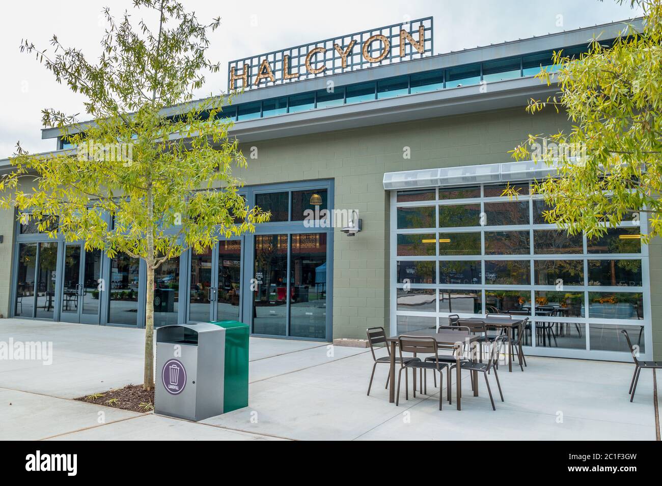 The main building at Halcyon outdoor shopping mall which is the food ...