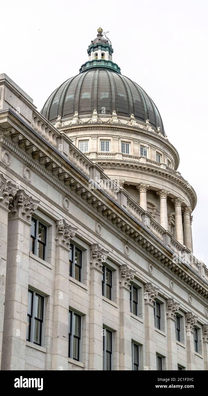 Vertical frame Utah State Capital building exterior with classical ...