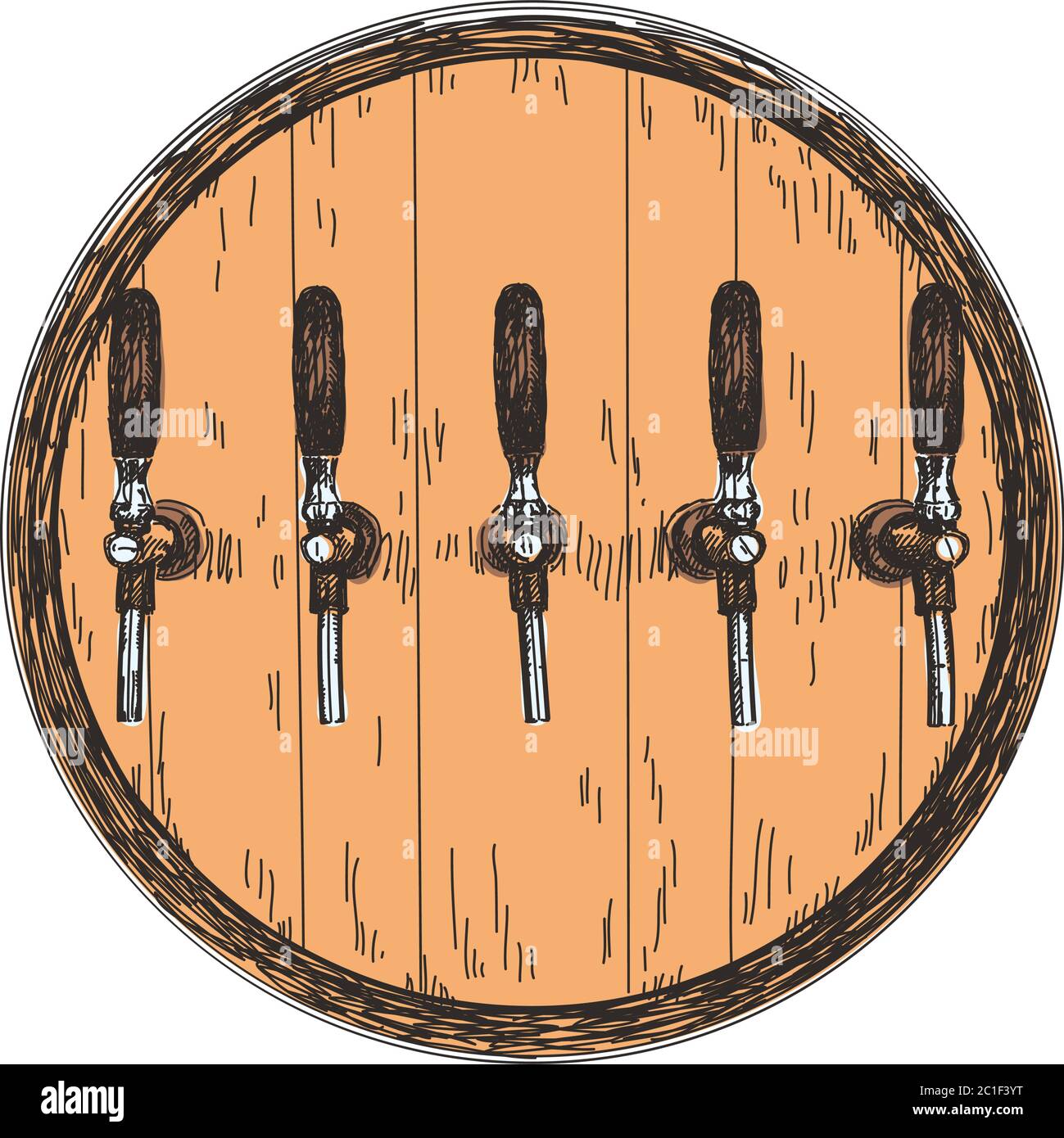Hand drawn Wooden beer barrel isolated illustration Vector sketch Stock ...