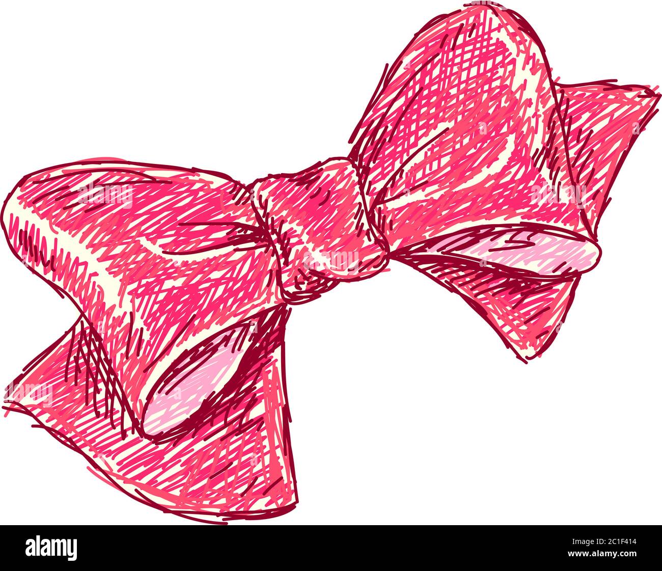 Sketch of red bow, Hand drawn isolated design element, Vector Stock ...