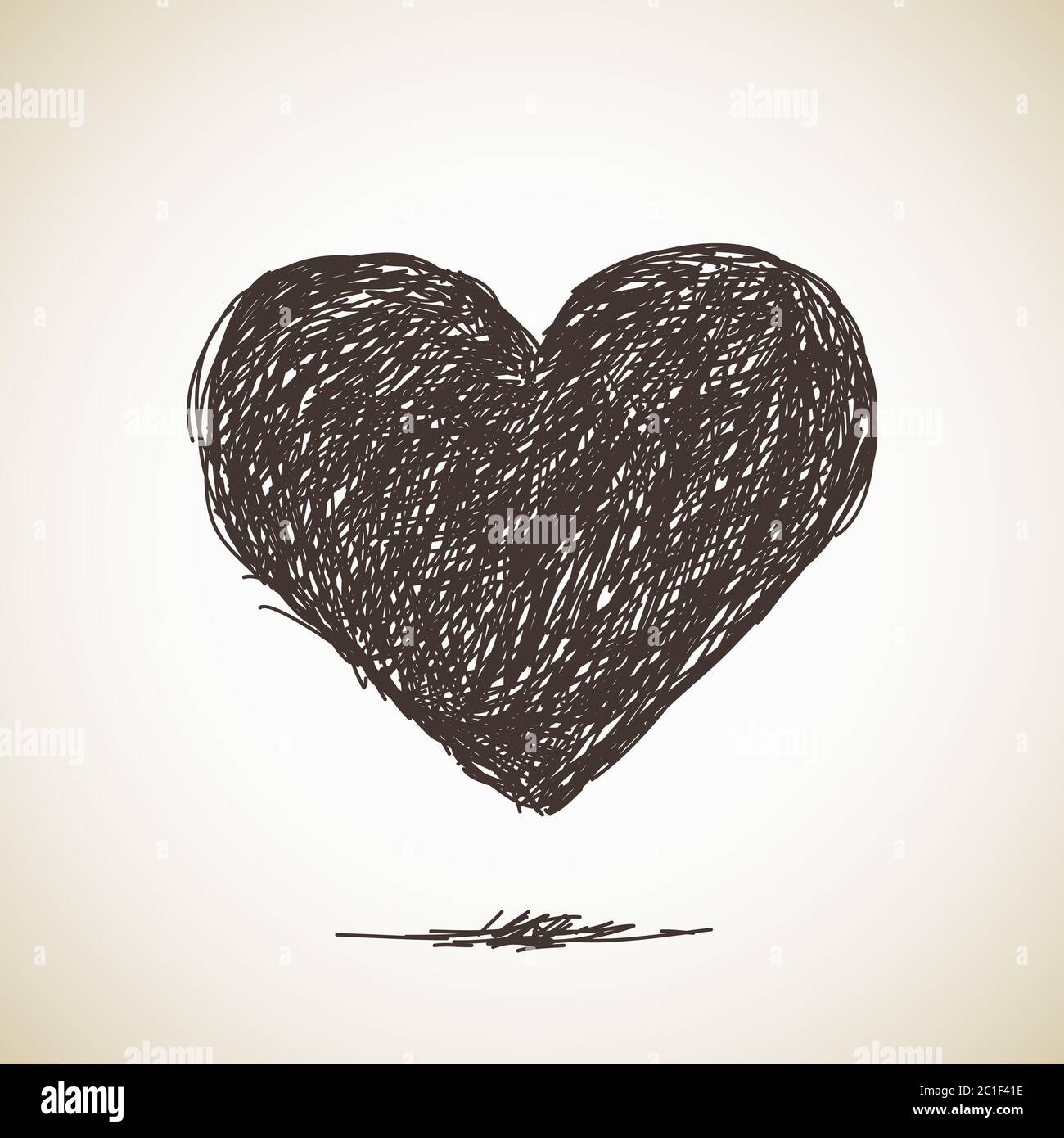 Sketch of heart, Hand drawn isolated design element, Vector Stock ...