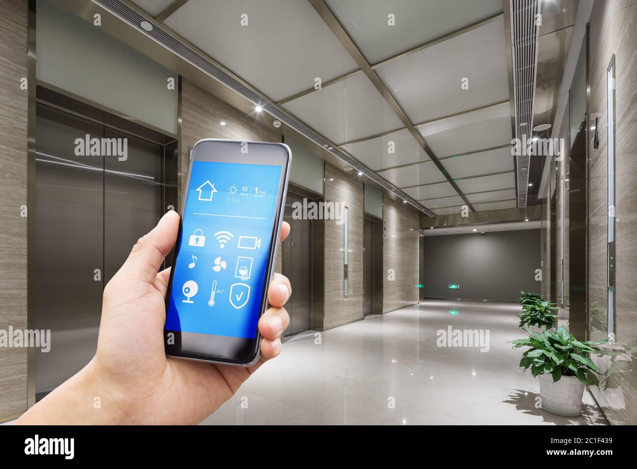 mobile phont with smart home in modern office Stock Photo - Alamy