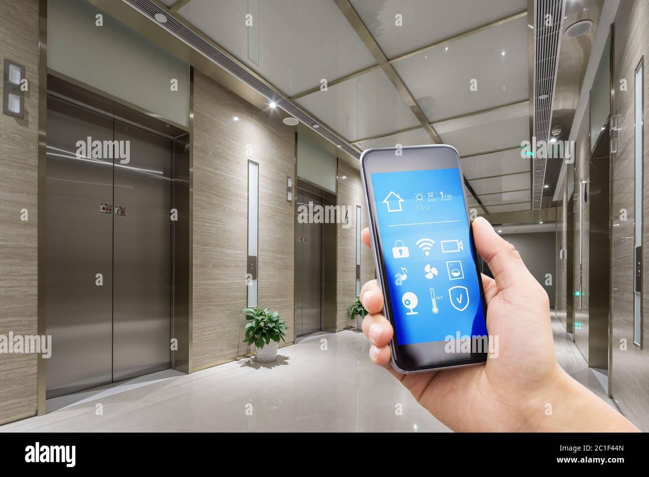 mobile phont with smart home in modern office Stock Photo - Alamy