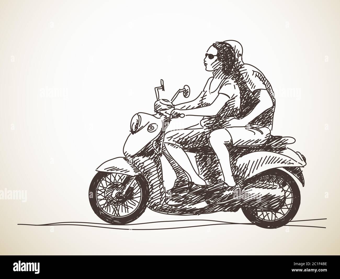 Woman scooter thailand Stock Vector Images - Alamy