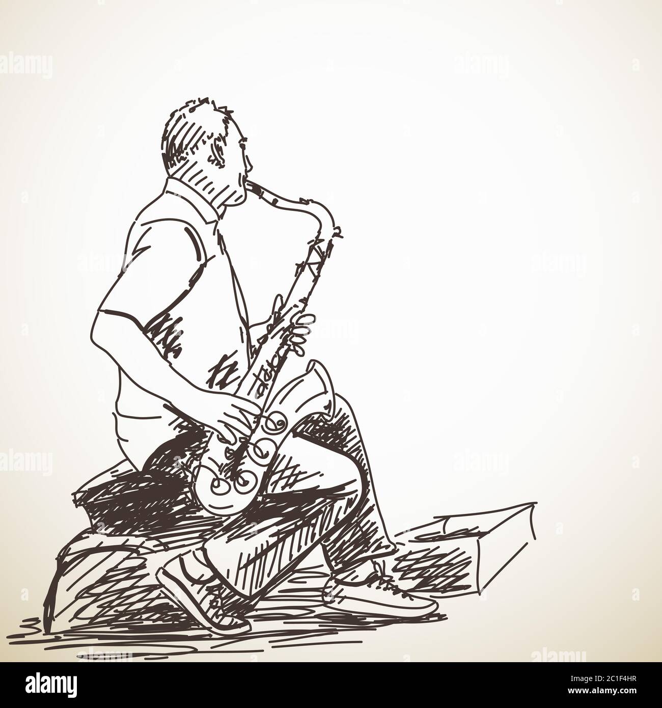 Street Musician Drawing