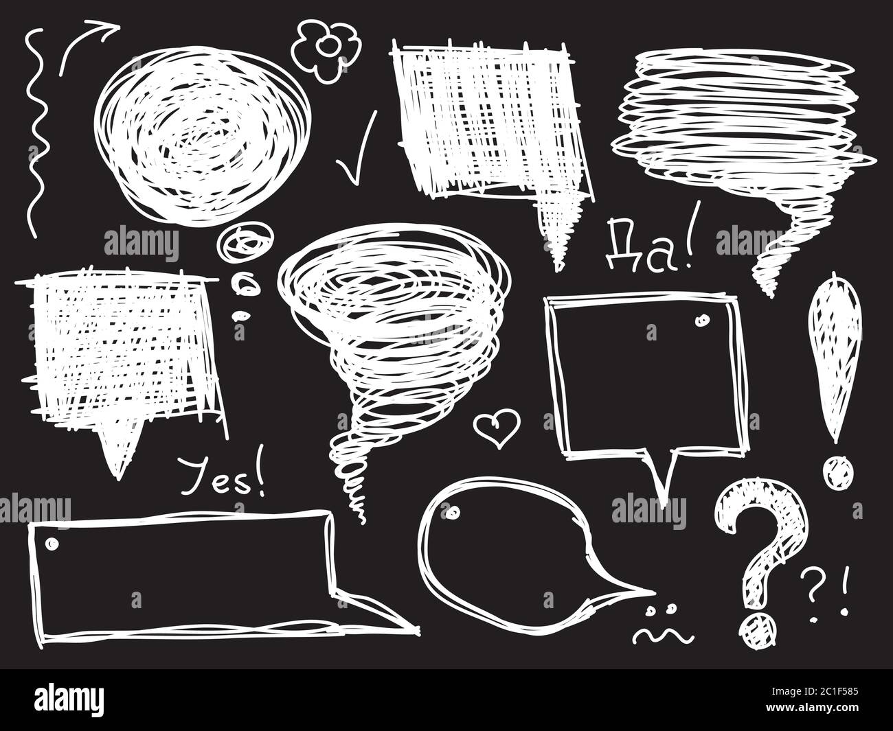 Sketch of speech and thought bubbles, Hand drawn Vector illustration ...