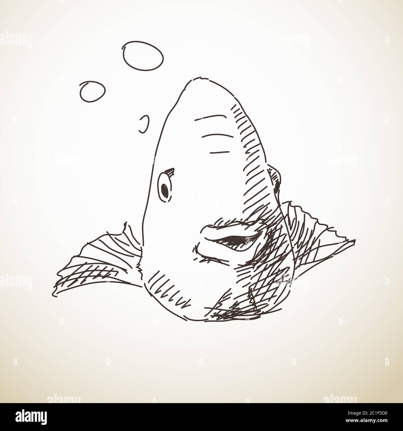 Sketch of smiling fish, Hand drawn Vector illustration Stock Vector ...