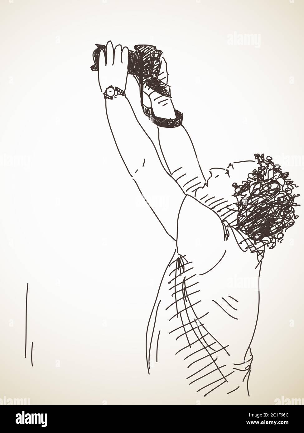 Photographer with photo camera, Hand drawn Vector illustration Stock ...
