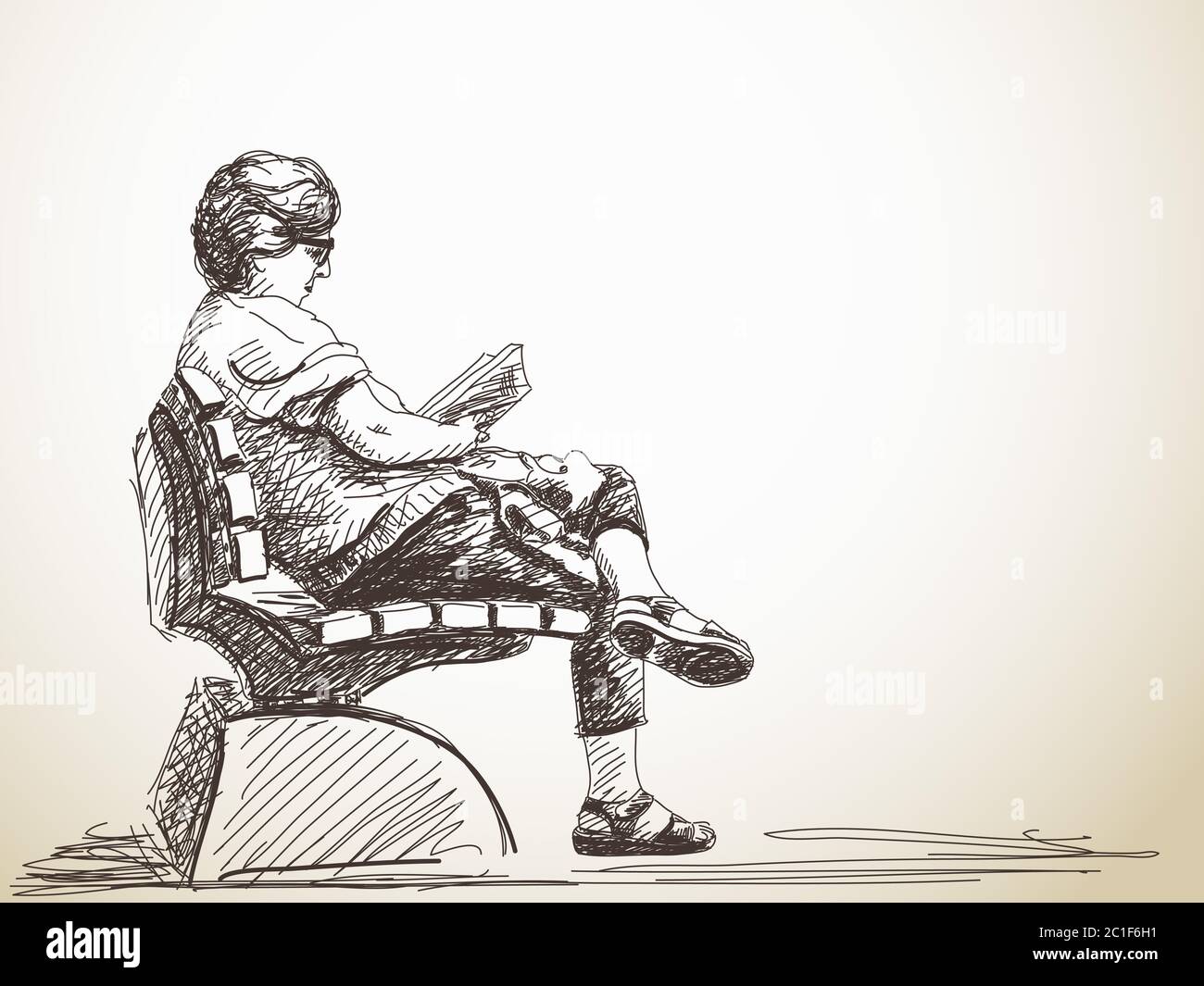 Sketch of woman reading a book Hand drawn illustration Stock Vector ...