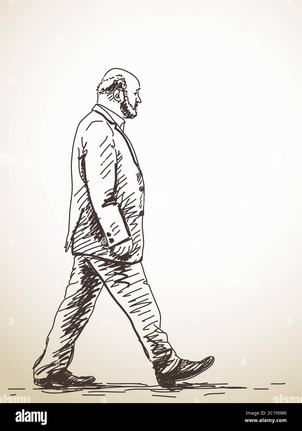 Old Man Walking Drawing
