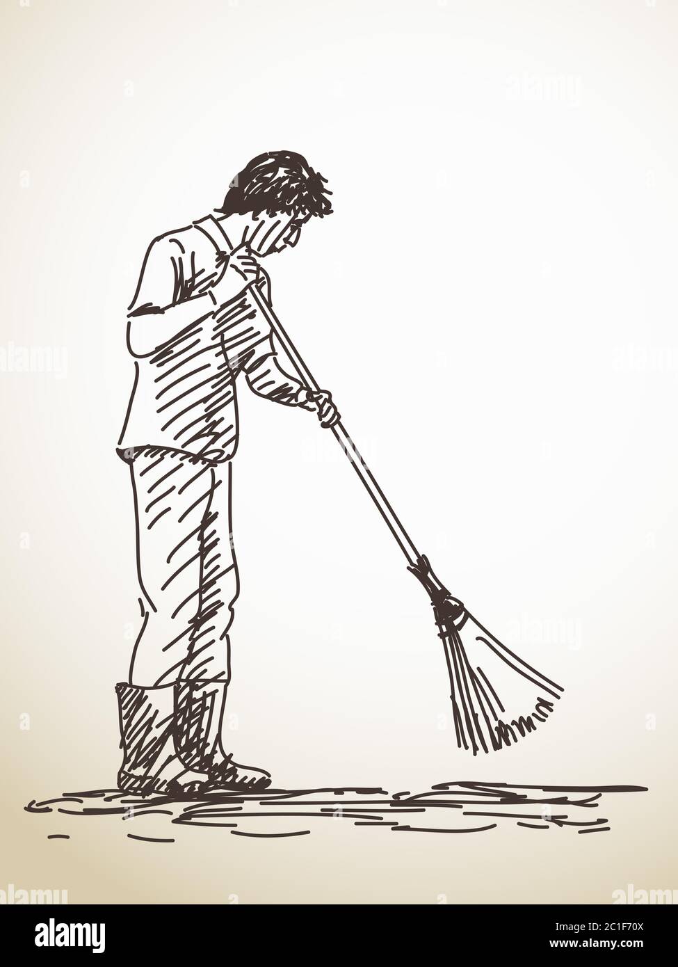 Sketch of janitor Hand drawn Vector illustration Stock Vector Image ...