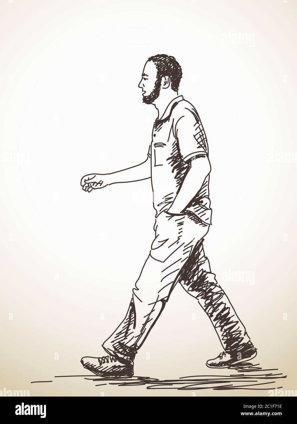 Sketch of walking young Man Hand drawn illustration Stock Vector Image ...
