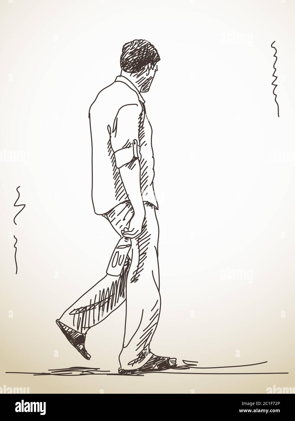 Sketch of walking man Hand drawn illustration Stock Vector Image & Art ...