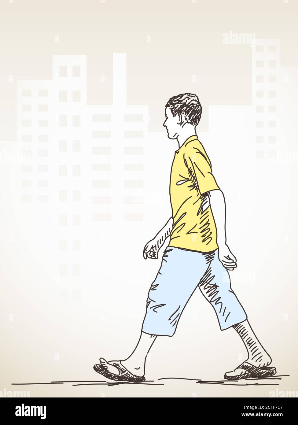 Sketch of walking man Hand drawn illustration Stock Vector Image & Art ...