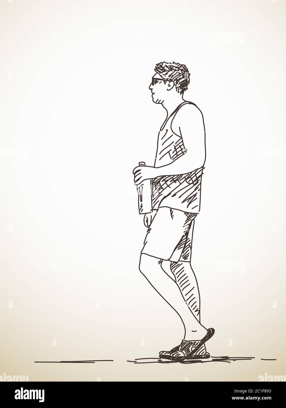 Sketch of walking young Man Hand drawn illustration Stock Vector Image ...