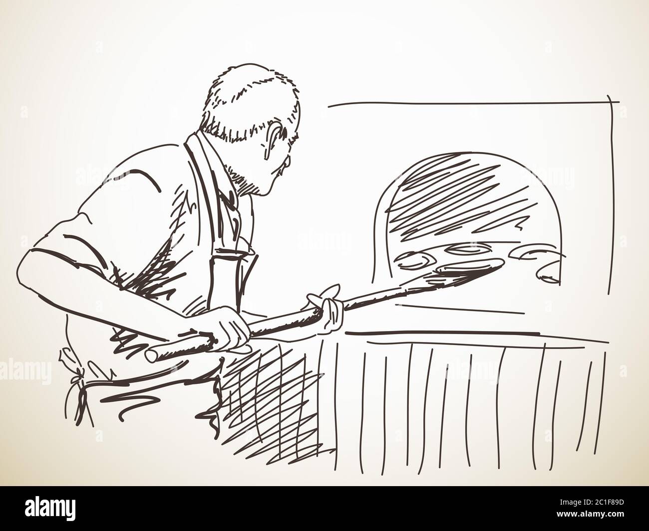 Sketch of man, baking a bread, Hand drawn illustration Stock Vector ...