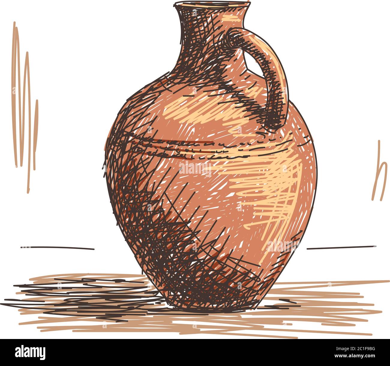 Sketch of ceramic jug, Hand drawn illustration Stock Vector Image & Art ...