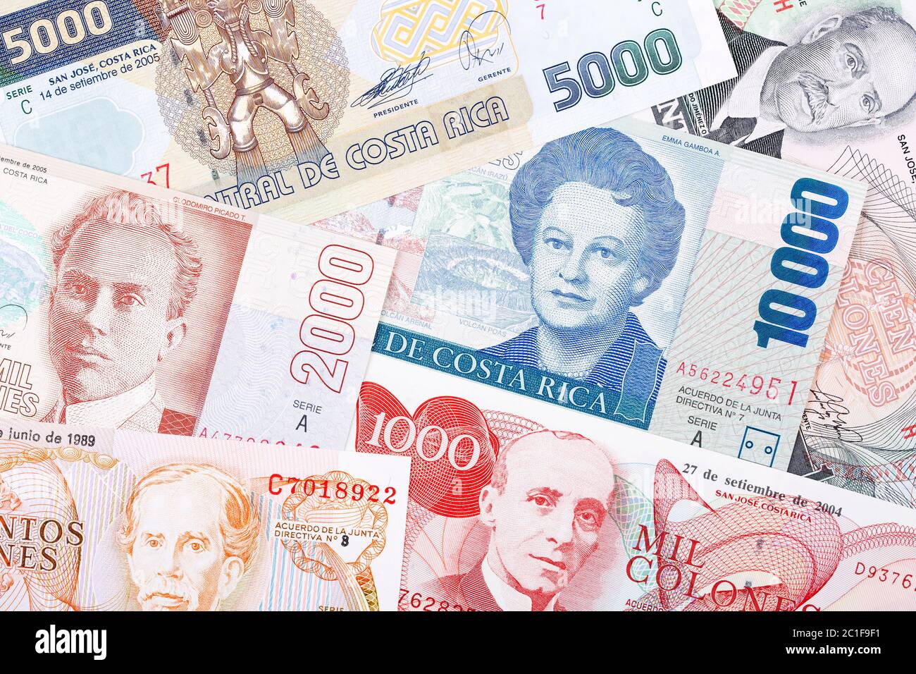 Old Costa Rican money, a background Stock Photo - Alamy