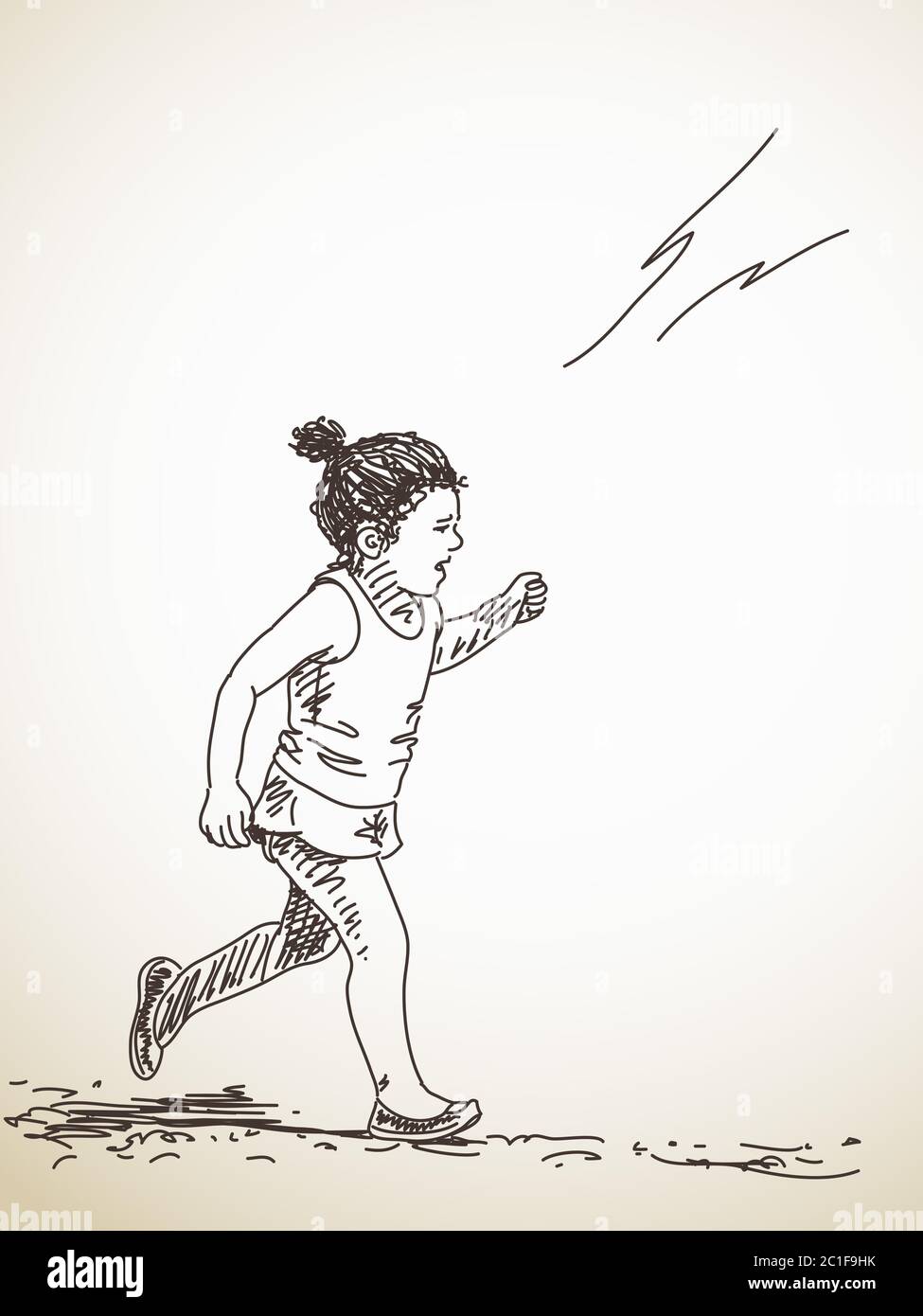 Sketch of running child, Hand drawn illustration Stock Vector Image ...